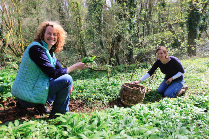 Kate-Humble-and-Liz-Knight-foraging-for-wild-garlic - Kate Humble